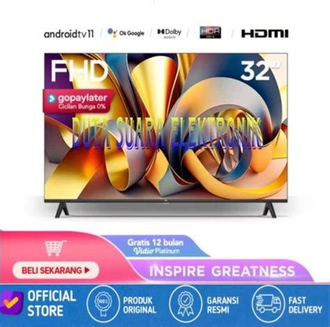 Promo Promo Tcl Smart Led Tv Android 11 32 Inch 32A9 Dolby Audio Resmi TV PACK KAYU Diskon 5