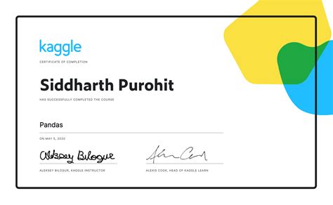 Siddharth Purohit Completed The Pandas Course On Kaggle