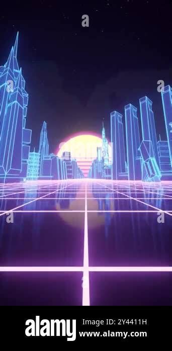 Vertical Video Synthwave Seamless Loop Cyberpunk Cityscape For The