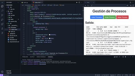 aplicación en python con flask y bootstrap para la gestión de procesos mediante comandos del