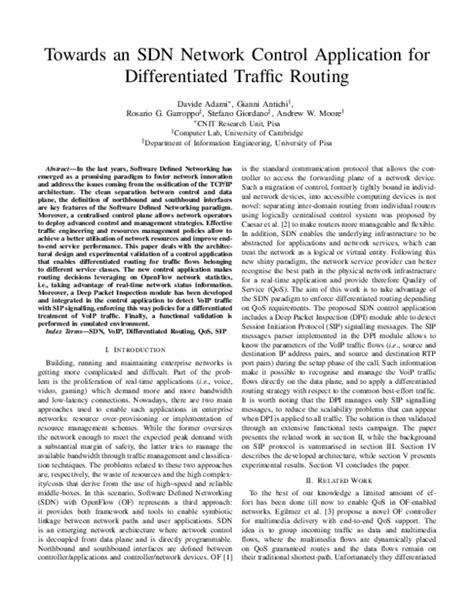 Pdf Towards An Sdn Network Control Application For Differentiated Traffic Routing