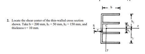 Locate The Shear Center Of The Thin Walled Cross
