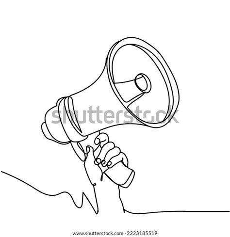 Continuous One Line Drawing Megaphone Announcement Stock Vector Royalty Free 2223185519