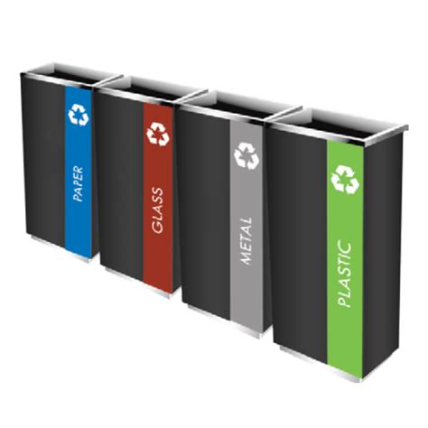 SS102 OTB Stainless Steel Recycle Bin Rectangular C W Open Top 4 In 1 Superior Janitorial