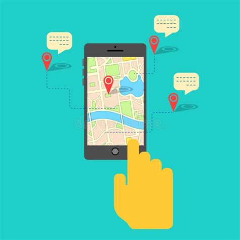 Mobile Phone With Pointer On Screen Gps Concept In Flat Style Stock
