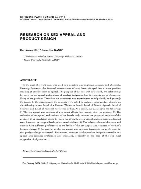 Sex Appeal In Product Design Research Pdf Eroticism Sexual Attraction