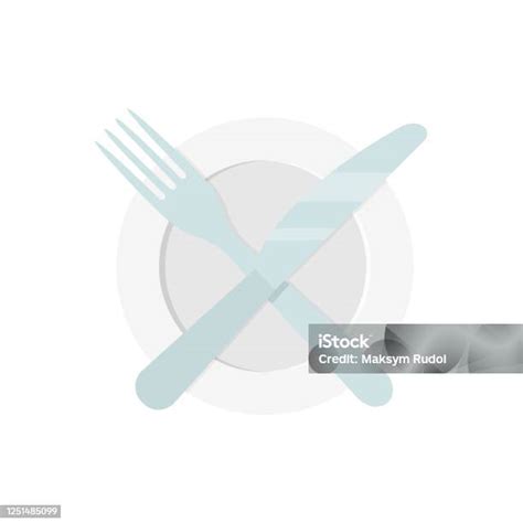 포크와 칼 플랫 포크 나이프 및 플레이트 아이콘 흰색 배경에 고립 된 벡터 일러스트 강철에 대한 스톡 벡터 아트 및 기타 이미지 강철 그릇 그림자 Istock