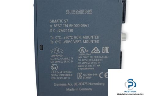 Siemens 6es7 134 6hd00 0ba1 Analog Input Module Platinum International