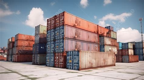 Container Shipping Containers In The Desert Background 3d Rendering