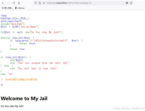 Basectf Ezphpjail Get请求与点（highlightfile模糊匹配glob）ctf Jail Csdn博客