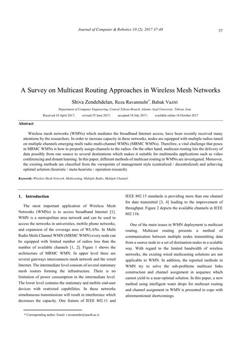 Pdf A Survey On Multicast Routing Approaches In Wireless Mesh Networks