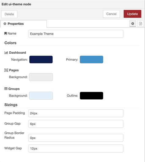 Config UI Theme Ui Theme Node RED Dashboard 2 0