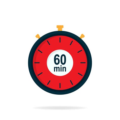 60 Minutes Timer Stopwatch Symbol In Flat Style Editable Isolated