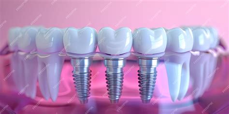 3d Visualization Dental Implants In Jaw With Osseointegration Process Concept Dental Implants 3d