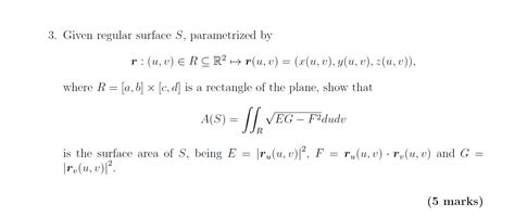 solved 3 given regular surface s parametrized by u