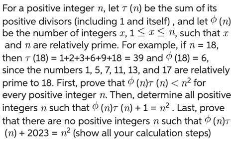 solved for a positive integer n let τ n be the sum of its