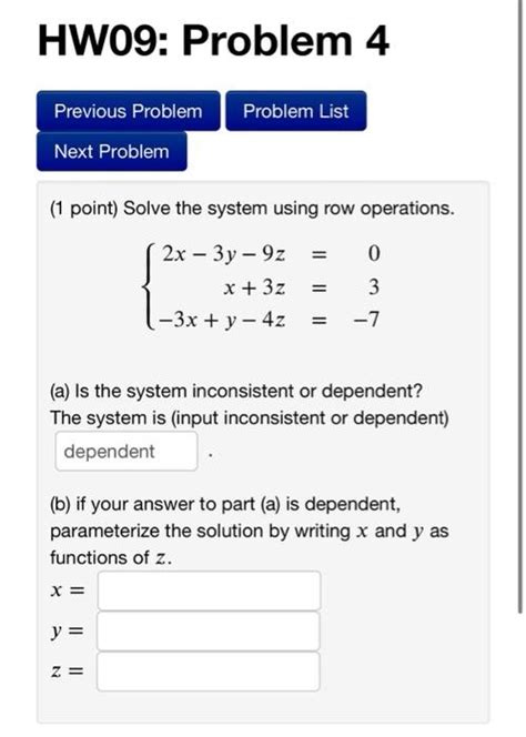 Solved Hw09 Problem 4 Previous Problem Problem List Next
