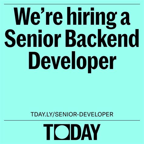 Today On Linkedin We Are Looking For A Senior Backend Developer To