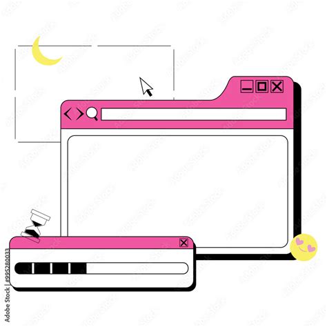 retro browser computer window in 90s vaporwave style with smile face
