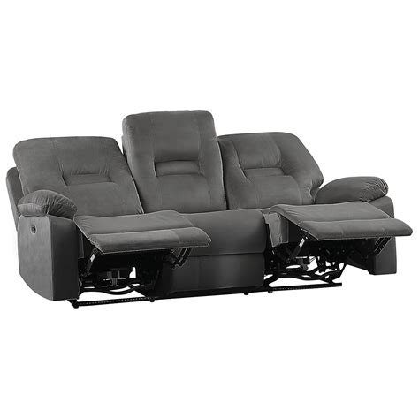 Electric Recliner Sofa 3 Seater Bergen Velvet Dark Grey With Usb Port