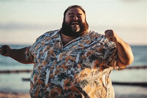 Premium Photo A Man Wearing A Hawaiian Shirt That Saysim A Big Man
