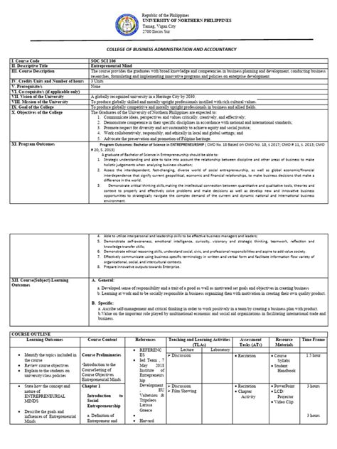 Soc Sci 106 F2f Syllabus Pdf Entrepreneurship Critical Thinking