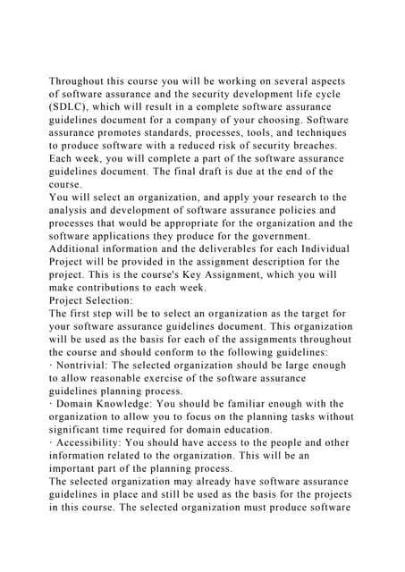 Create A Software Assurance Guidelines Document Shell In Word Idocx
