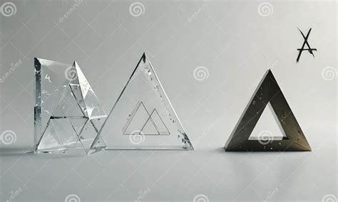 Three Geometric Shapes Including Triangular Glass Piece With Metallic