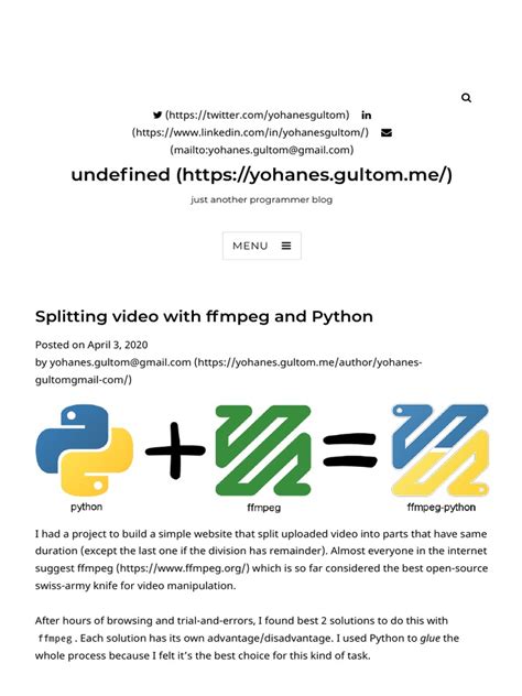 Splitting Video With Ffmpeg And Python Pdf Computing Software