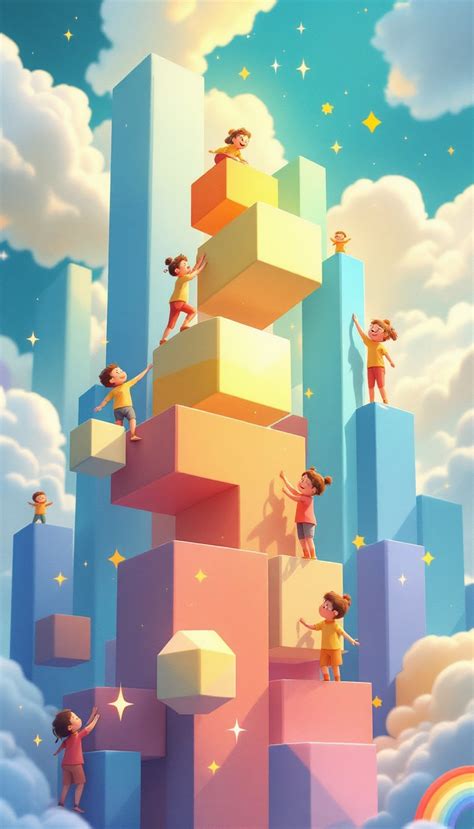 Free Climbing Cube Adventure Photo Whimsical Geometric Climbing Download At Stockcake