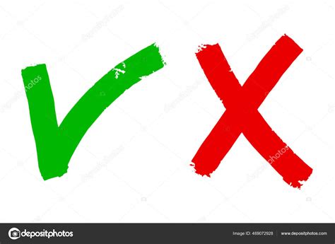Right Wrong Icon Hand Drawn Green Checkmark Red Cross Isolated Stock Vector By ©priatna788gmail