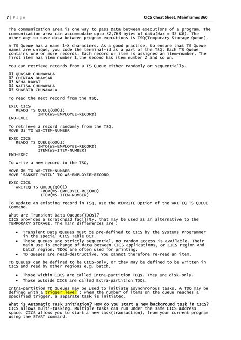 cics cheat sheet pdf