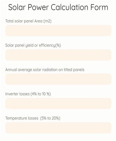 Online Solar Power Calculation Form Template 123formbuilder