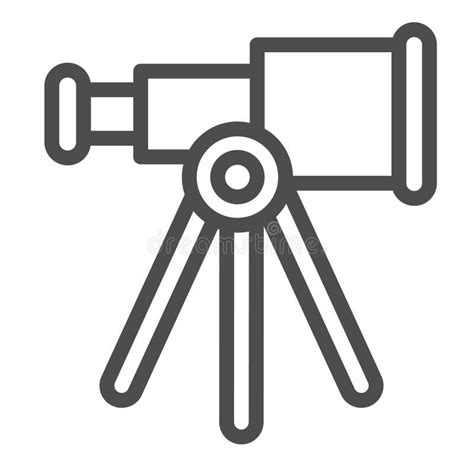 Telescope On Tripod Line Icon Cosmos Concept Vector Graphics Stock Vector Illustration Of