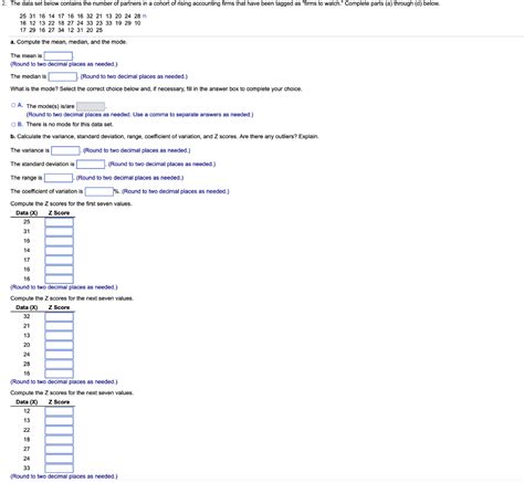 Solved The Data Set Below Contains The Number Of Partners In Chegg Com