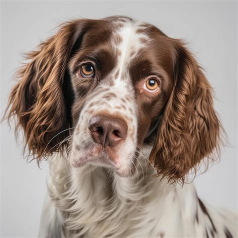 Premium Ai Image Portrait English Springer Spaniel White Background