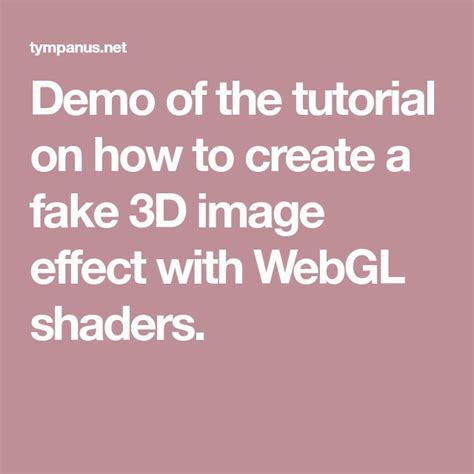Demo Of The Tutorial On How To Create A Fake 3d Image Effect With Webgl