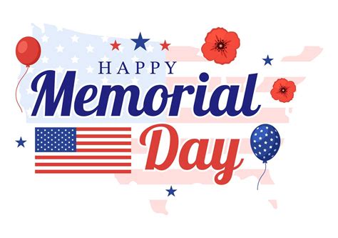 Memorial Day Illustration With American Flag Remember And Honor To