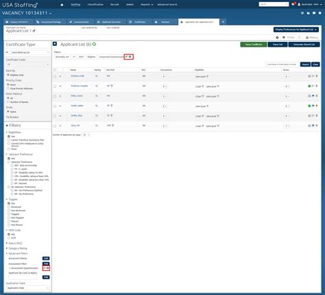 Deleting Assessment Filter Usa Staffing Online Help