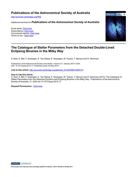 Pdf The Catalogue Of Stellar Parameters From The Detached Double