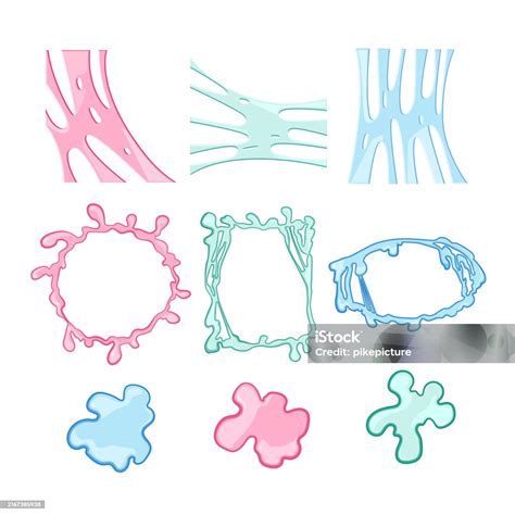 풍선 껌 세트 만화 벡터 일러스트 레이 션 기포에 대한 스톡 벡터 아트 및 기타 이미지 기포 끈적거리는 놀이 Istock