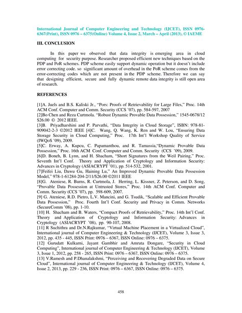 Data Integrity Proof Techniques In Cloud Storage Pdf