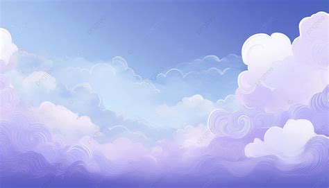 푹신한 흰 구름과 기발한 배경에 완벽한 보라색 힌트가 있는 꿈꾸는 듯한 파스텔 하늘 하늘 구름 파스텔 배경 일러스트 및 사진 무료 다운로드 Pngtree