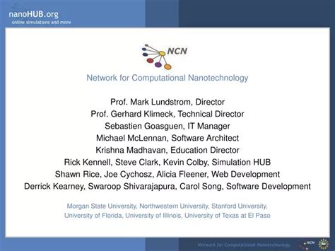 Ppt Nanohub Network Empowering Nanoscience Simulation And Education