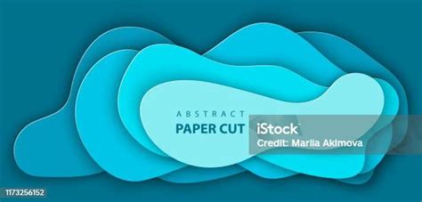 파란색 종이 잘라 모양과 벡터 배경입니다 3d 추상적 인 종이 장식 골판지 물결 모양 레이아웃 디자인 템플릿 배너 브로셔 책 표지로 질감을 디자인합니다 0명에 대한 스톡