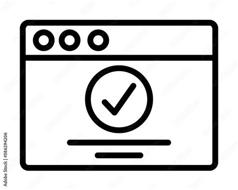 Browser Web Site Check Mark Approve Icon Simple Line Outline