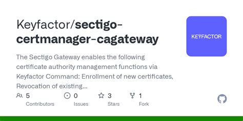 Issues · Keyfactorsectigo Certmanager Cagateway · Github