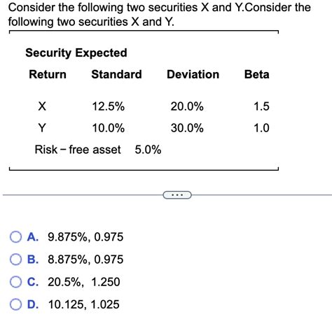 Solved Consider The Following Two Securities X And