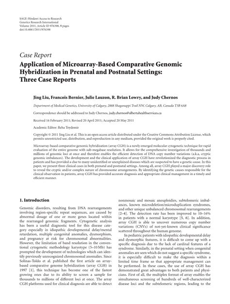 Case Report Application Of Microarray Based Comparative Genomic Hybridization In Prenatal And
