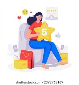 Girl Gives Five Star Rating On Stock Vector Royalty Free Shutterstock